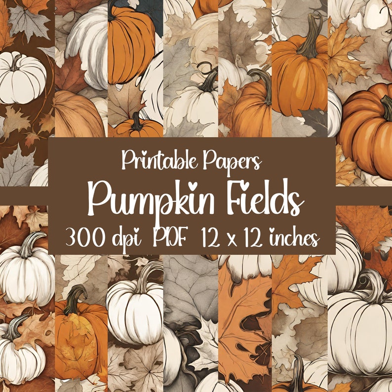 Pumpkin Printable Papers Scrapbook Ephemera Vintage Pumpkin Fields ...