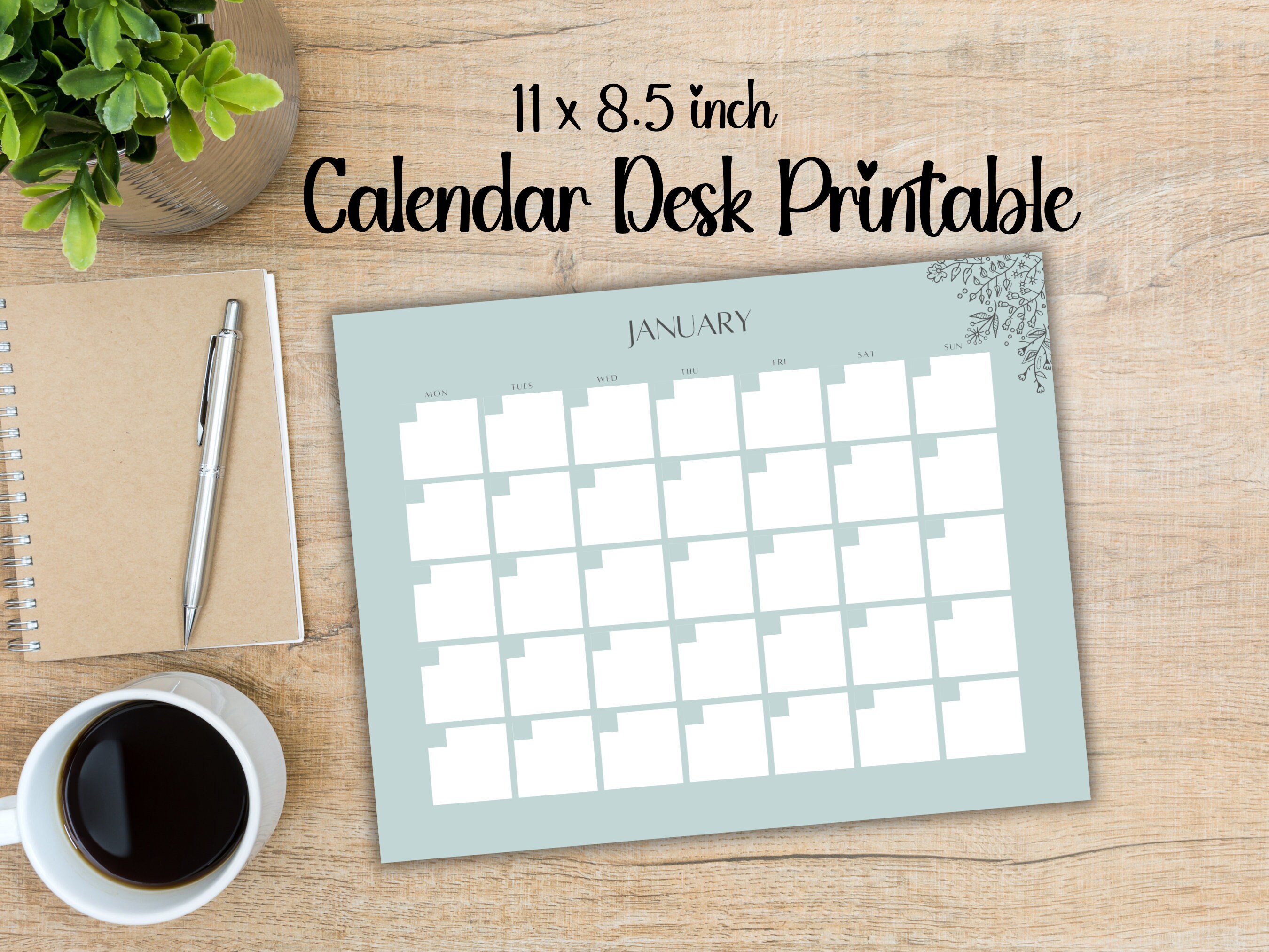 Calendar Printable Blank Desk Calendar for Office Wall Printable ...