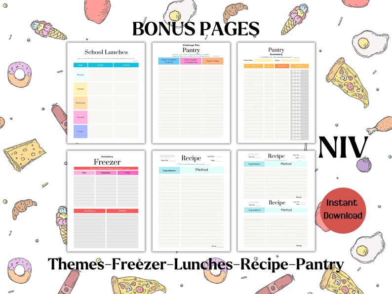 Meal Planner Printable NIV Bible Verses School Lunch Planner Printable ...