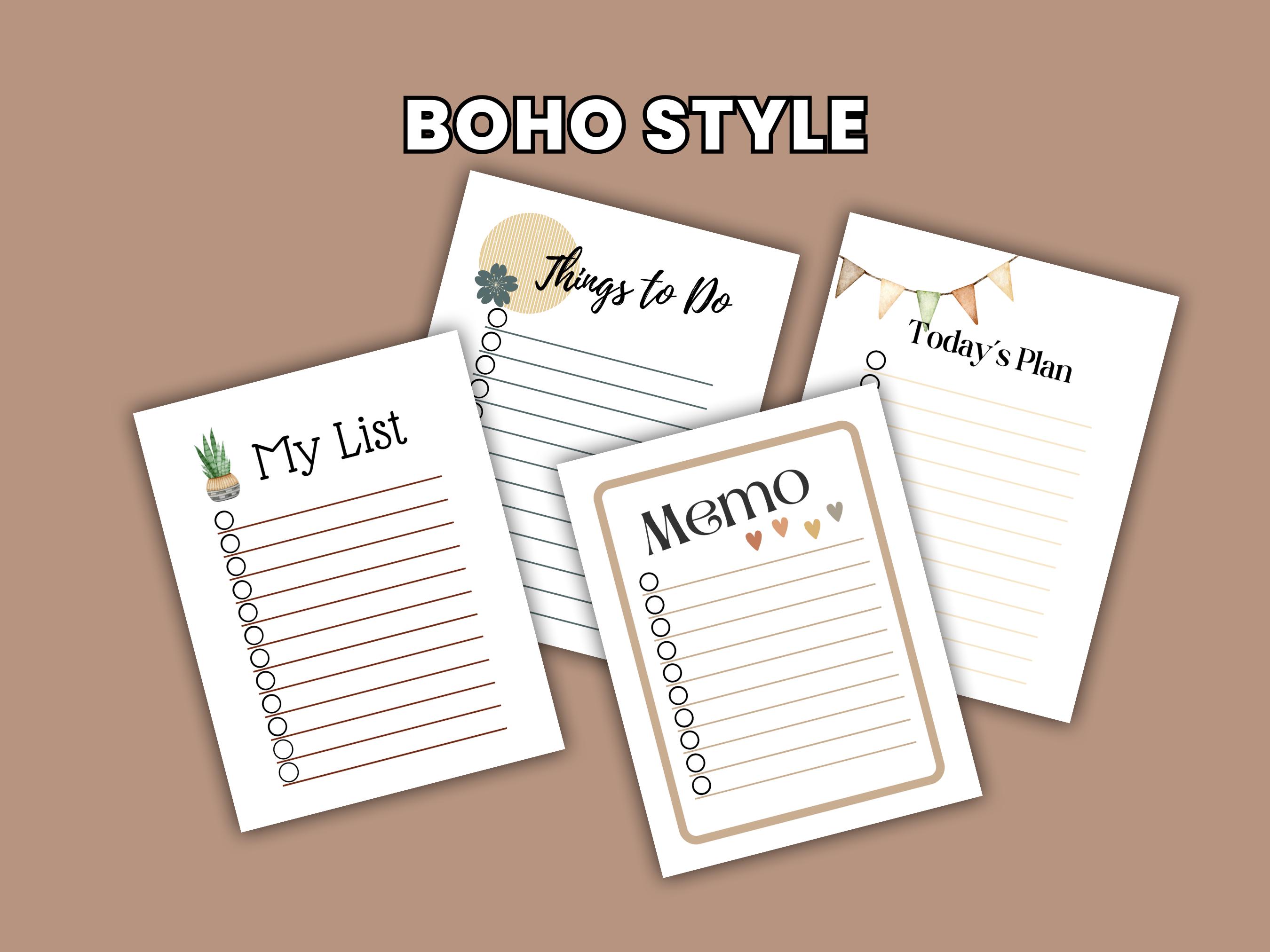 Boho Printable to Do List Bundle Boho Stationery to Do List Printable ...