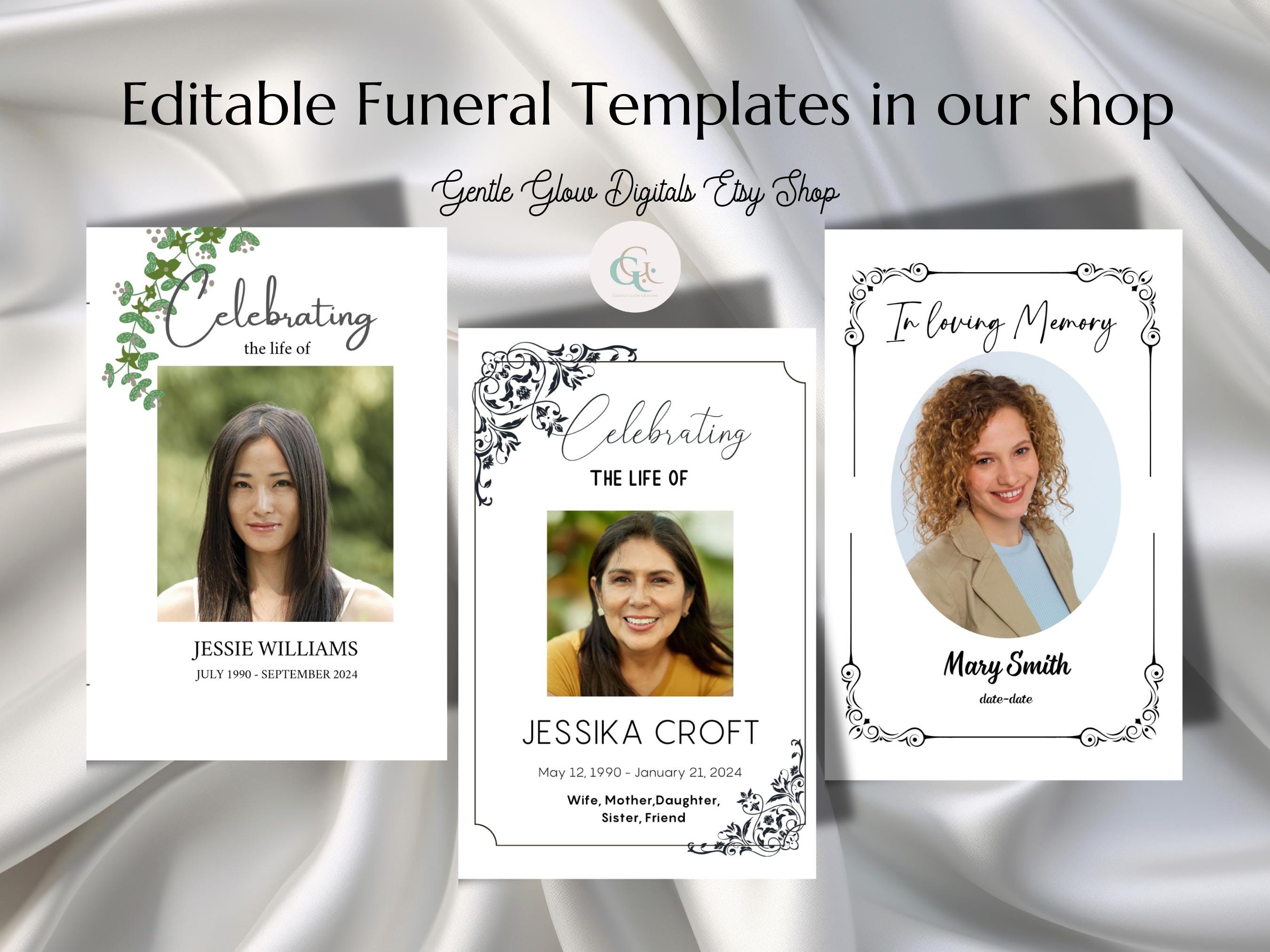 Funeral Memorial Editable in Canva Funeral Program Template Celebration ...
