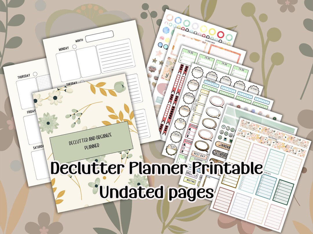 Declutter Printable Planner Organizing Planner Digital Planner Stickers Room Makeover Undated ...
