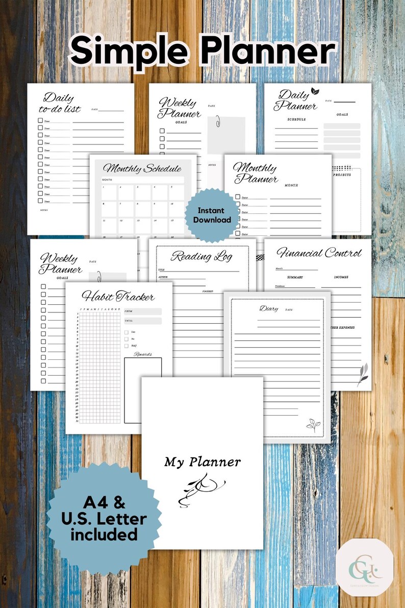 Daily Planner Printable Monthly Planner Printable Weekly Simple Planner ...