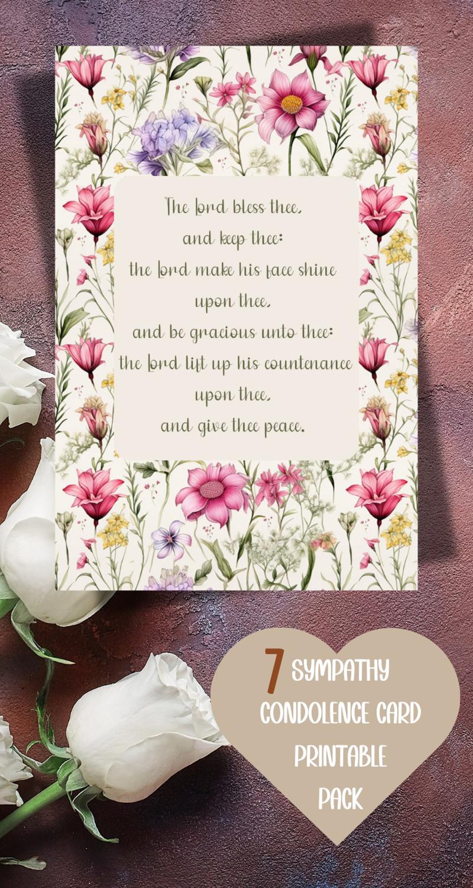 Condolence Card Printable Loss of Loved One Sympathy Card PNG 4 X 6 ...