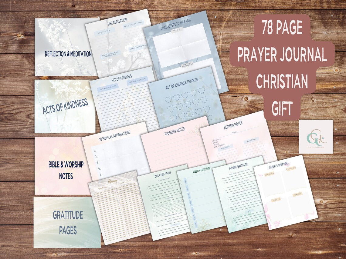 Christian Gift Prayer Journal Printable Gratitude Journal Bible Verse ...