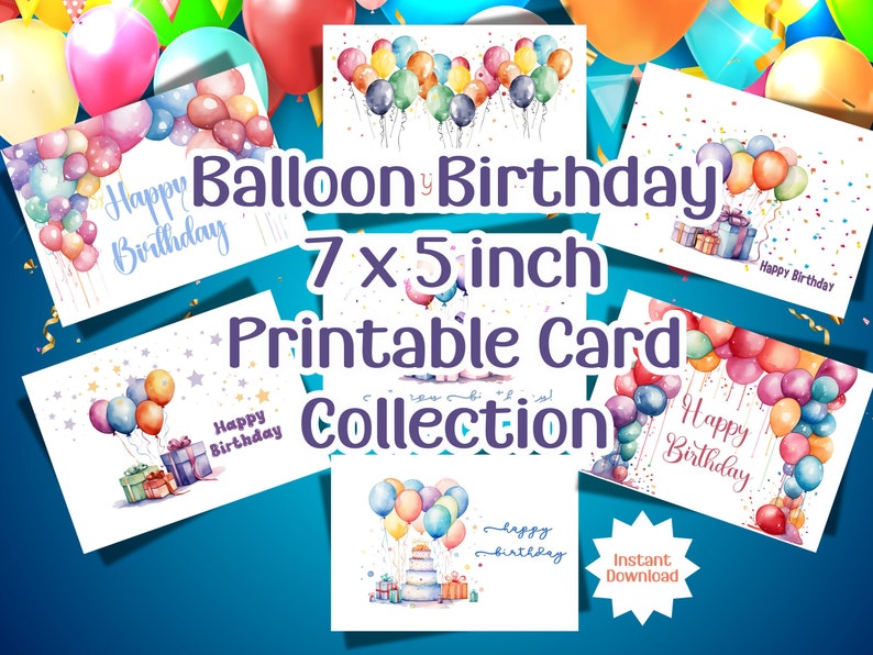 Kids Birthday Card Balloon Arch Watercolor Printable Happy Birthday ...