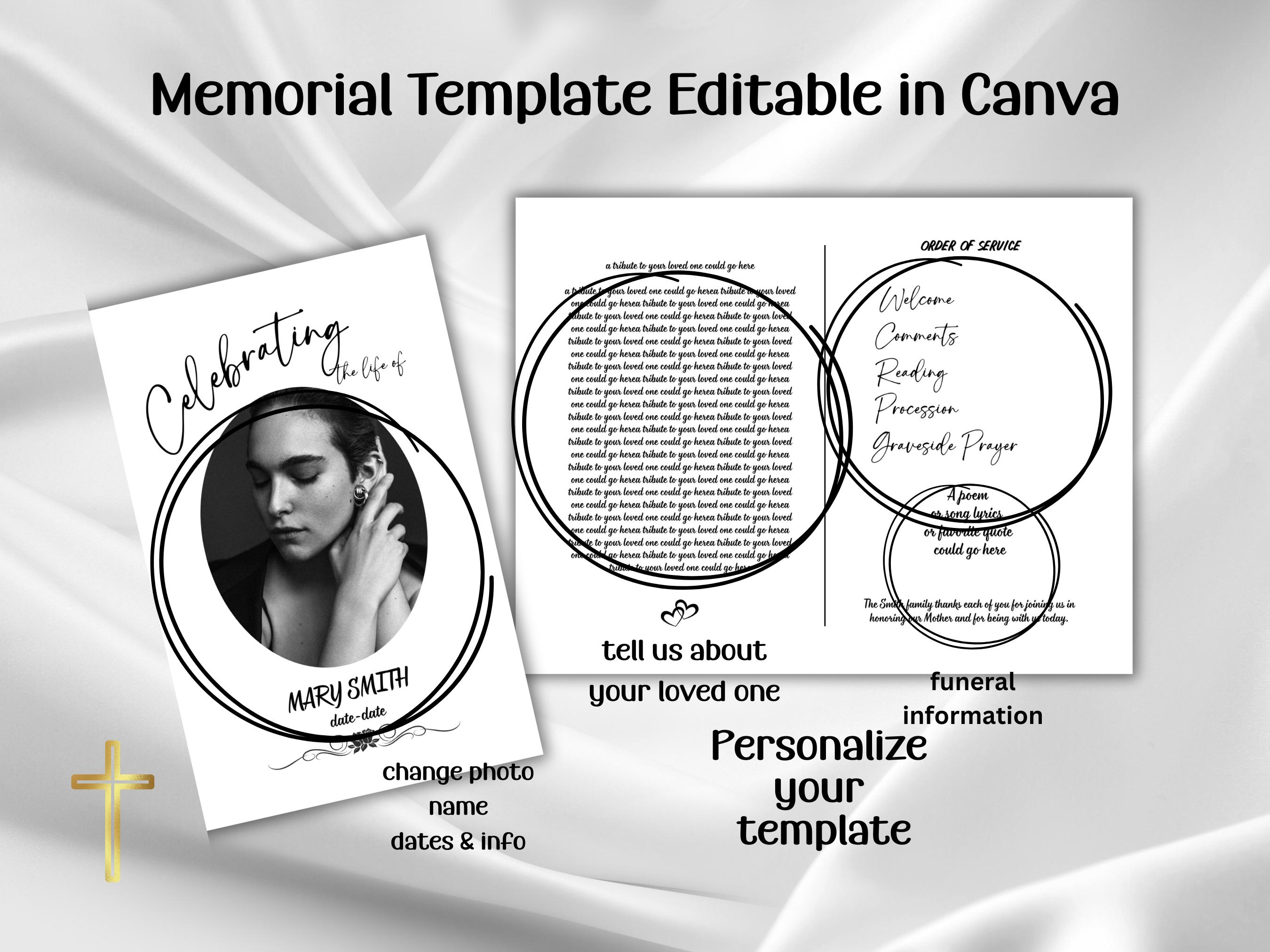 Funeral Program Template in Loving Memory Template Memorial Template ...
