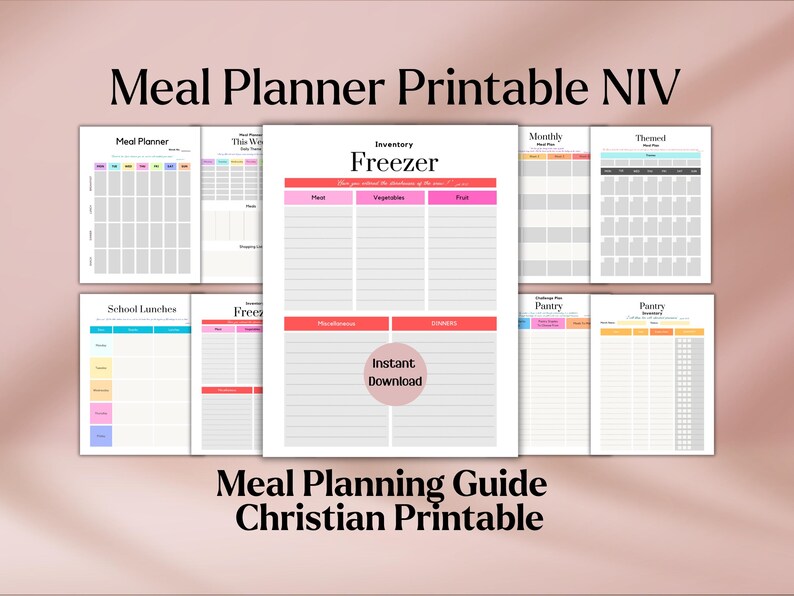 Meal Planner Printable Weekly Meal Planner Bible Verses Busy Moms ...