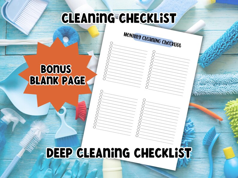 Cleaning Checklist Printable Monthly Cleaning Schedule Deep Cleaning ...