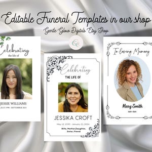 Memorial Funeral Program Template Editable in Canva in Loving Memory ...