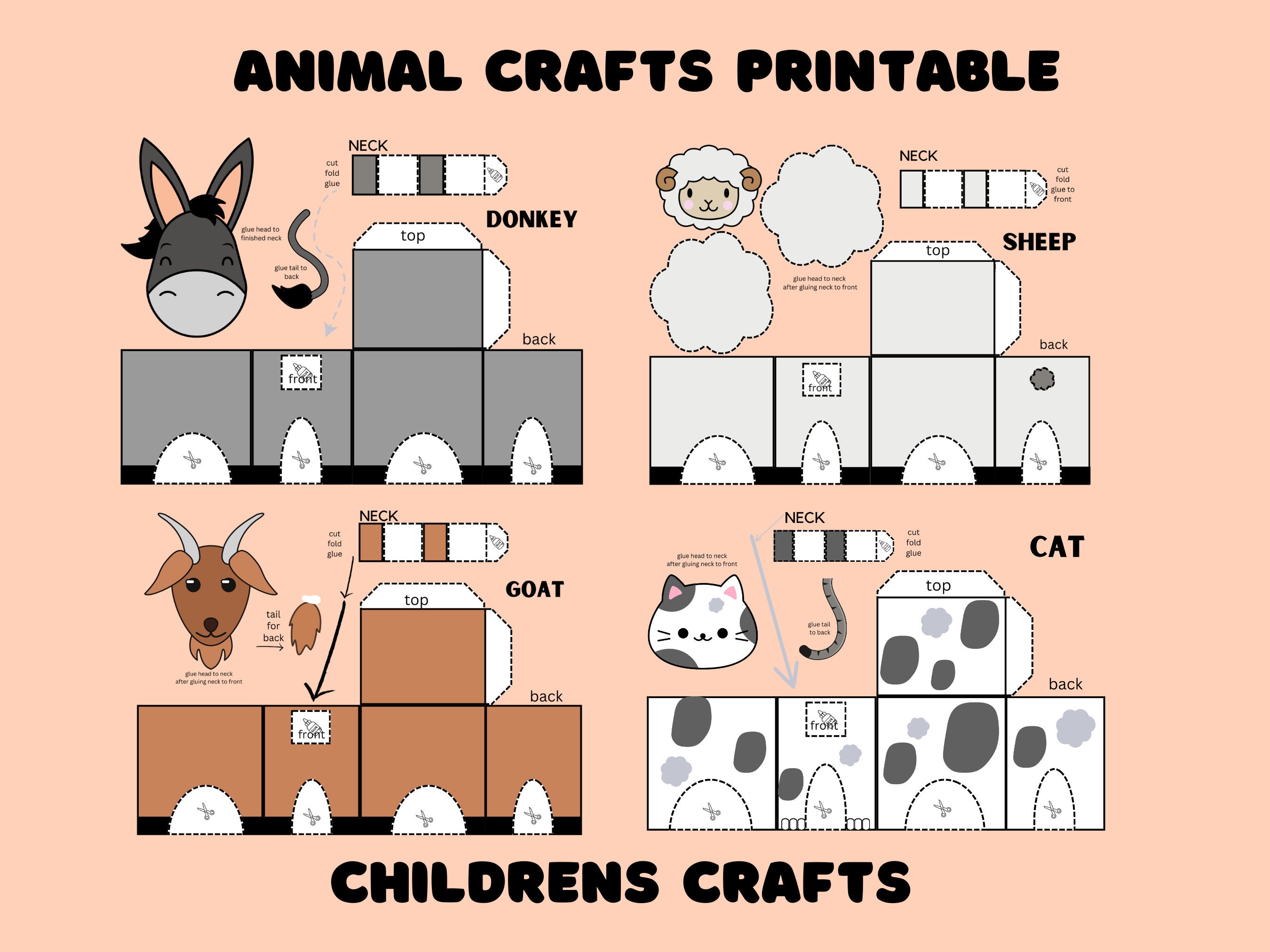 Teacher Printable Activities for Kids Craft Cut Outs Animal Crafts Kit ...