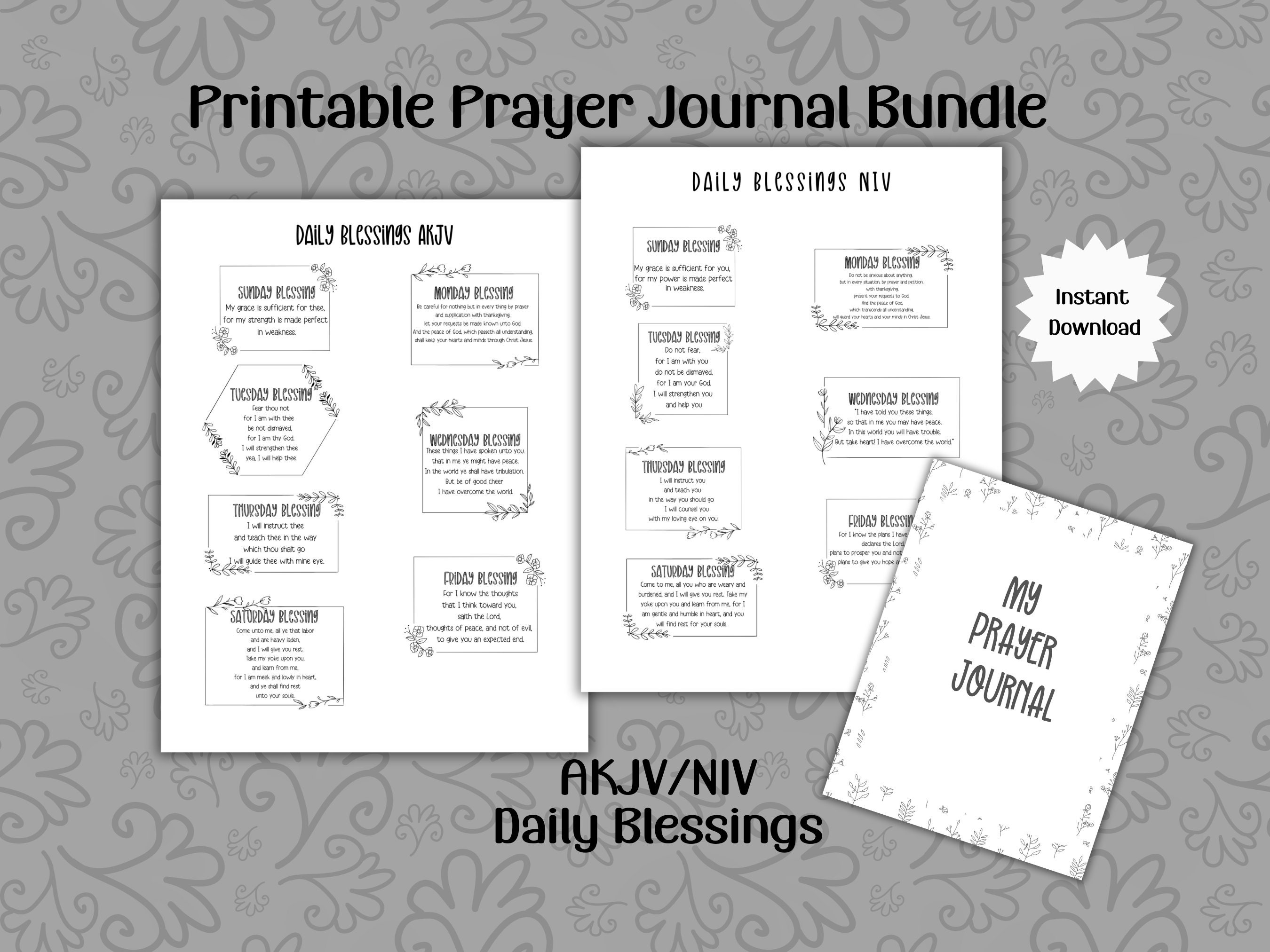 Prayer Journal Bundle Printable Gratitude Printable Prayer List Digital ...