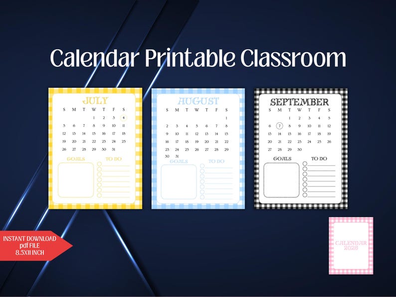 Monthly Calendar Printable Homeschool Calendar Classroom Calendar ...