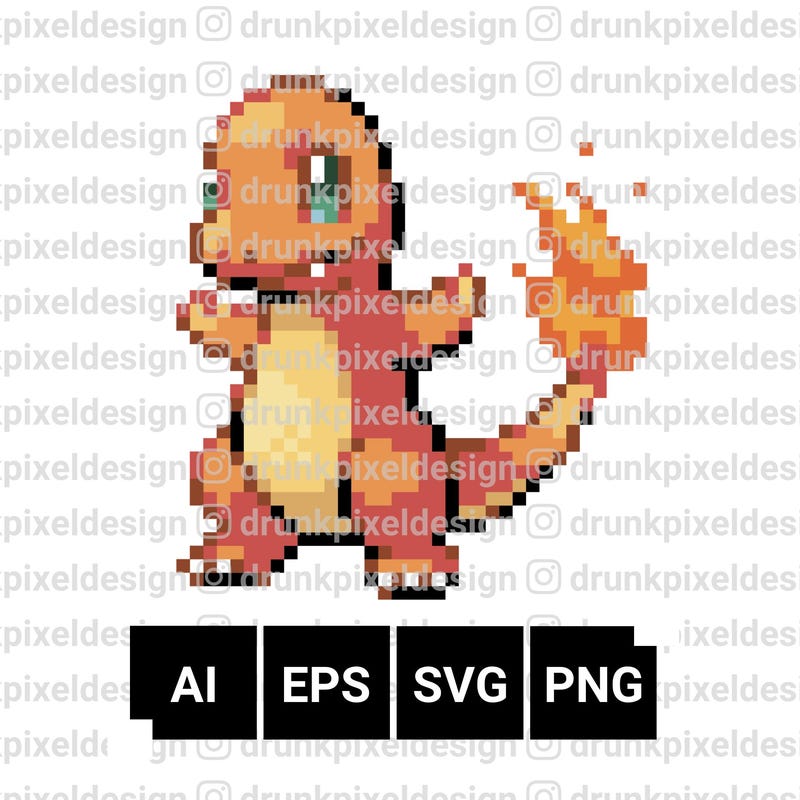 Charmander Pixel Art - Etsy