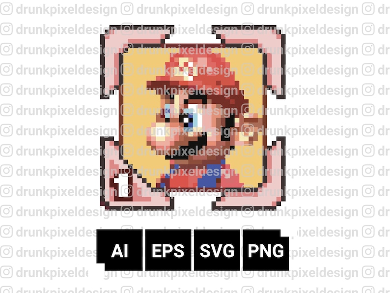 Super Mario Pixel Art: Perler Bead Pattern (SVG, EPS, AI) - Etsy