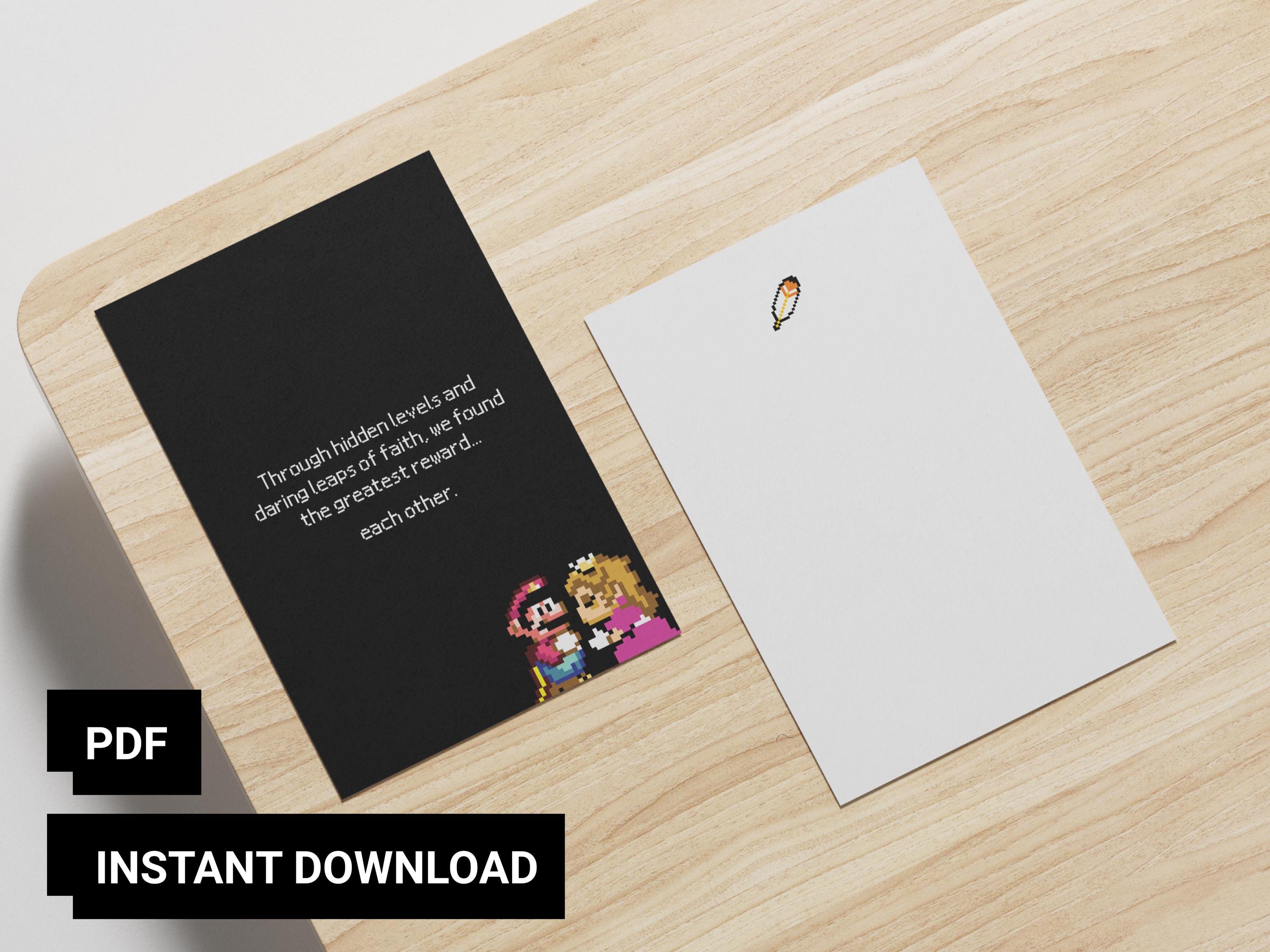 Super Mario World | Printable Valentine for Gamers | Mario and Peach ...