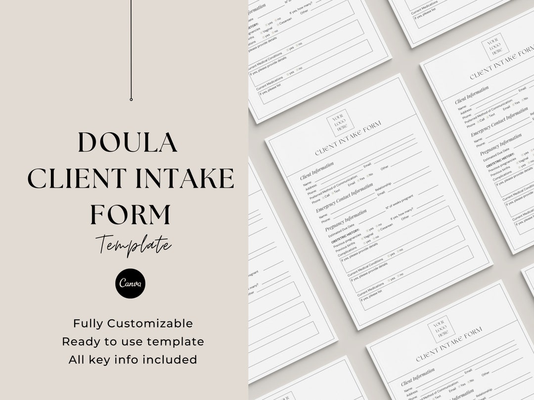Doula Client Intake Form Template: Editable Business Forms (A4 & US ...