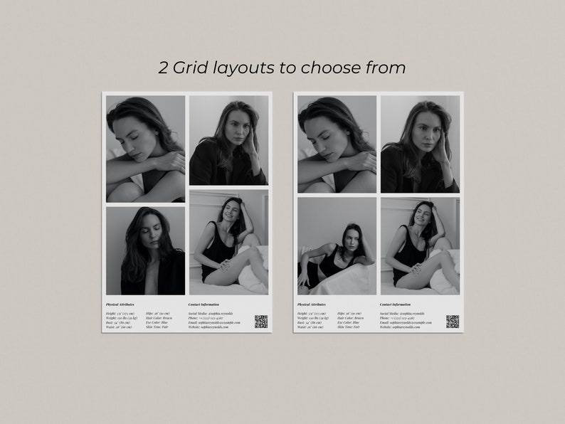 Z Card Template Model Comp Card Template Editable Photocard and Fashion ...