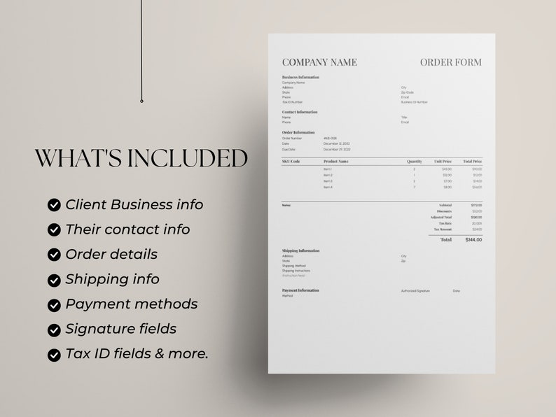 Wholesale Order Form Invoice Template | Google Sheet Invoice for ...