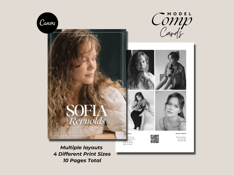 Z Card Template - Model Comp Card Template - Editable Photocard and ...