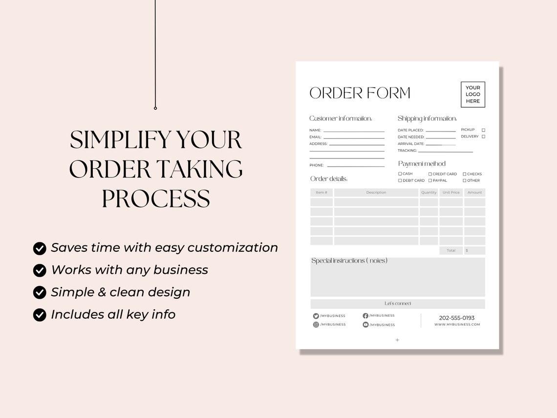 Custom Order Form Template | Purchase Order Form Template | Editable ...