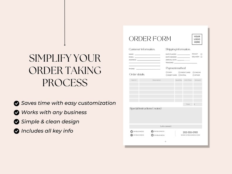 Customizable Order Form Template: Printable A4 & Letter Size (digital ...