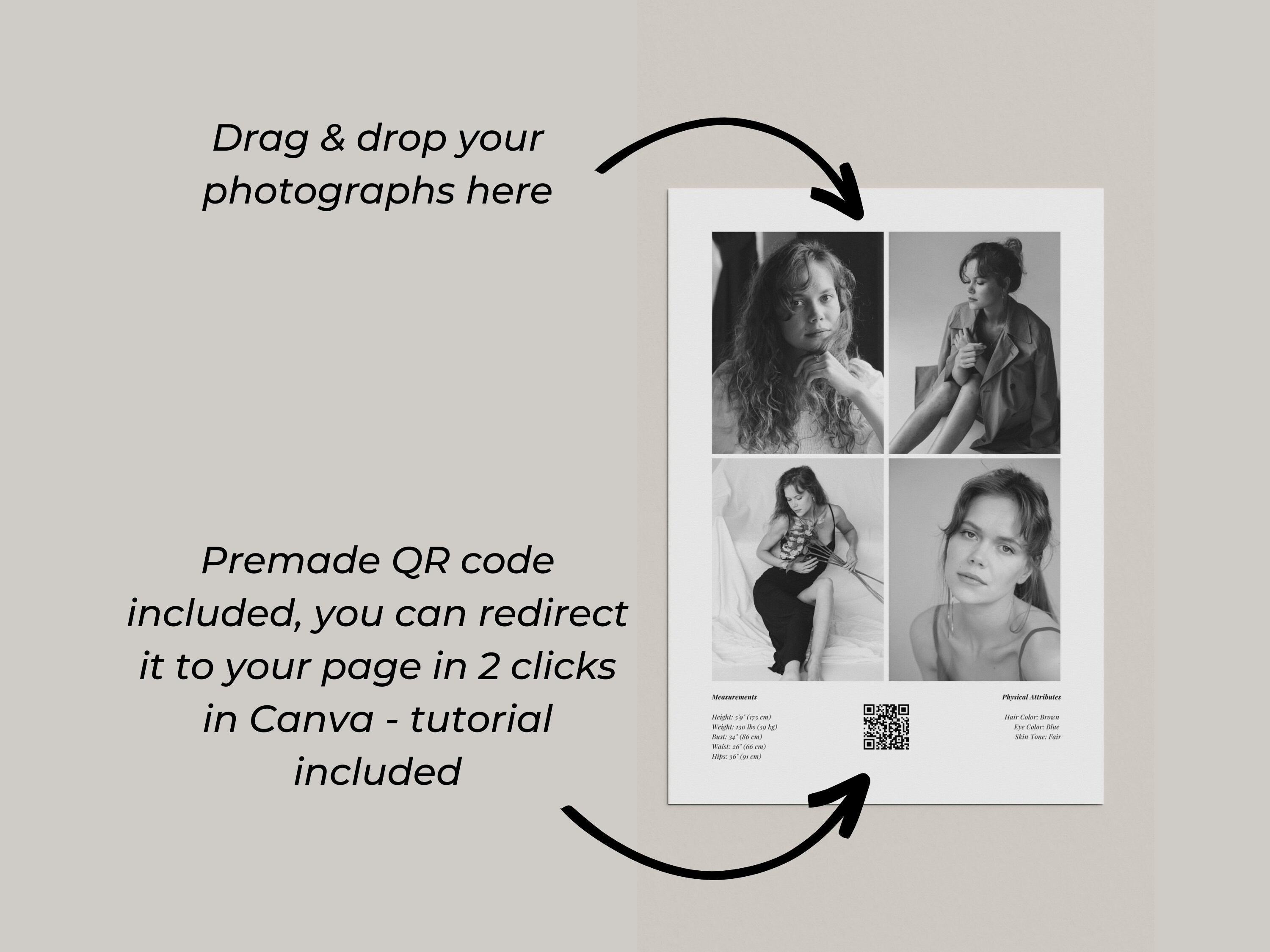 Z Card Template for Models - Editable Model Comp Card and Fashion ...