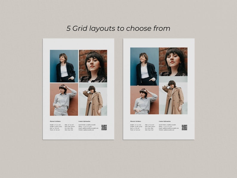 Model Z Card Template - Model Comp Card Template - Editable Canva ...