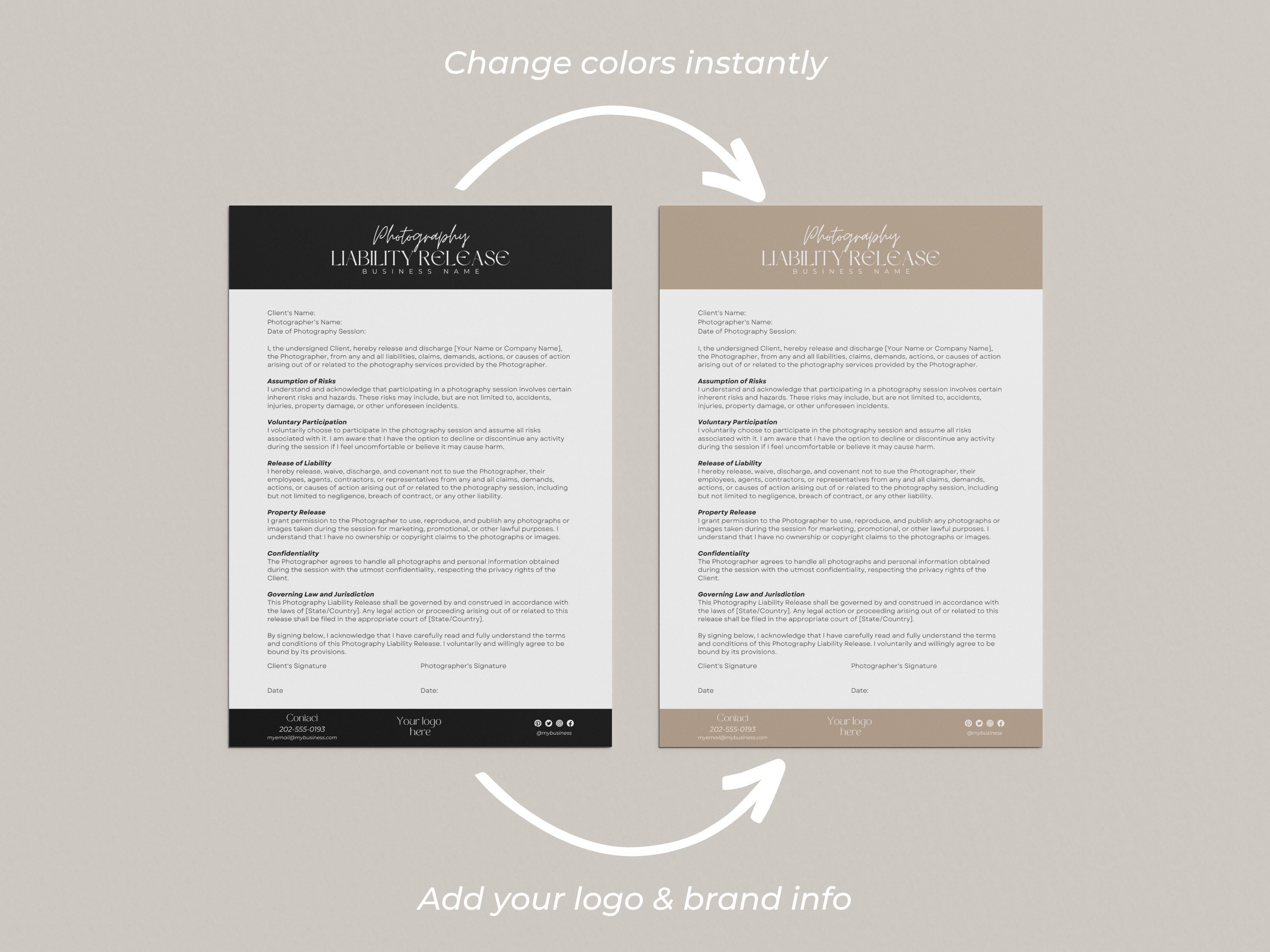 Photography Liability Release Form Template Liability Waiver Template ...