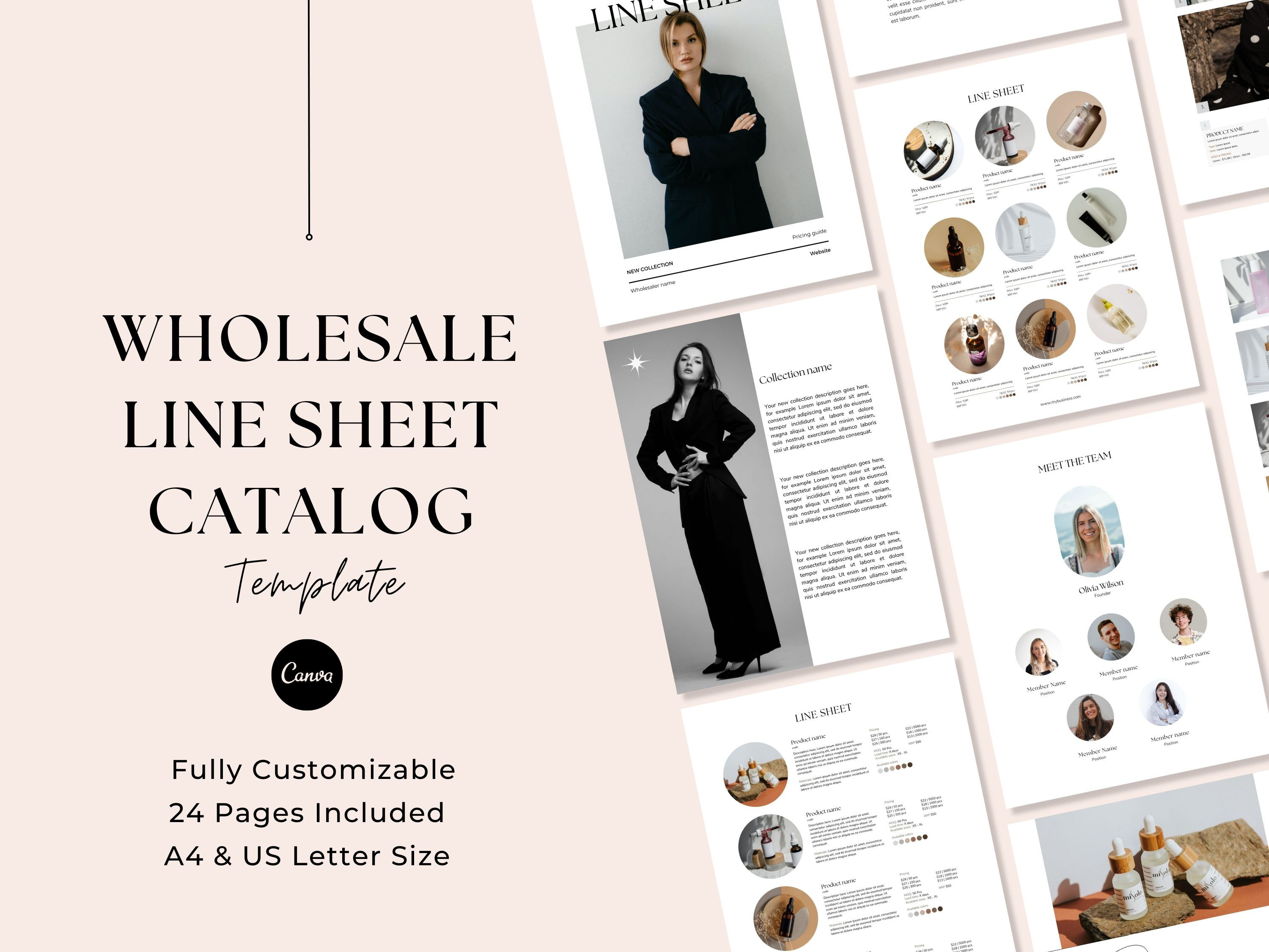 Editable Wholesale Line Sheet Template: Canva Catalog & Price List (A4 ...