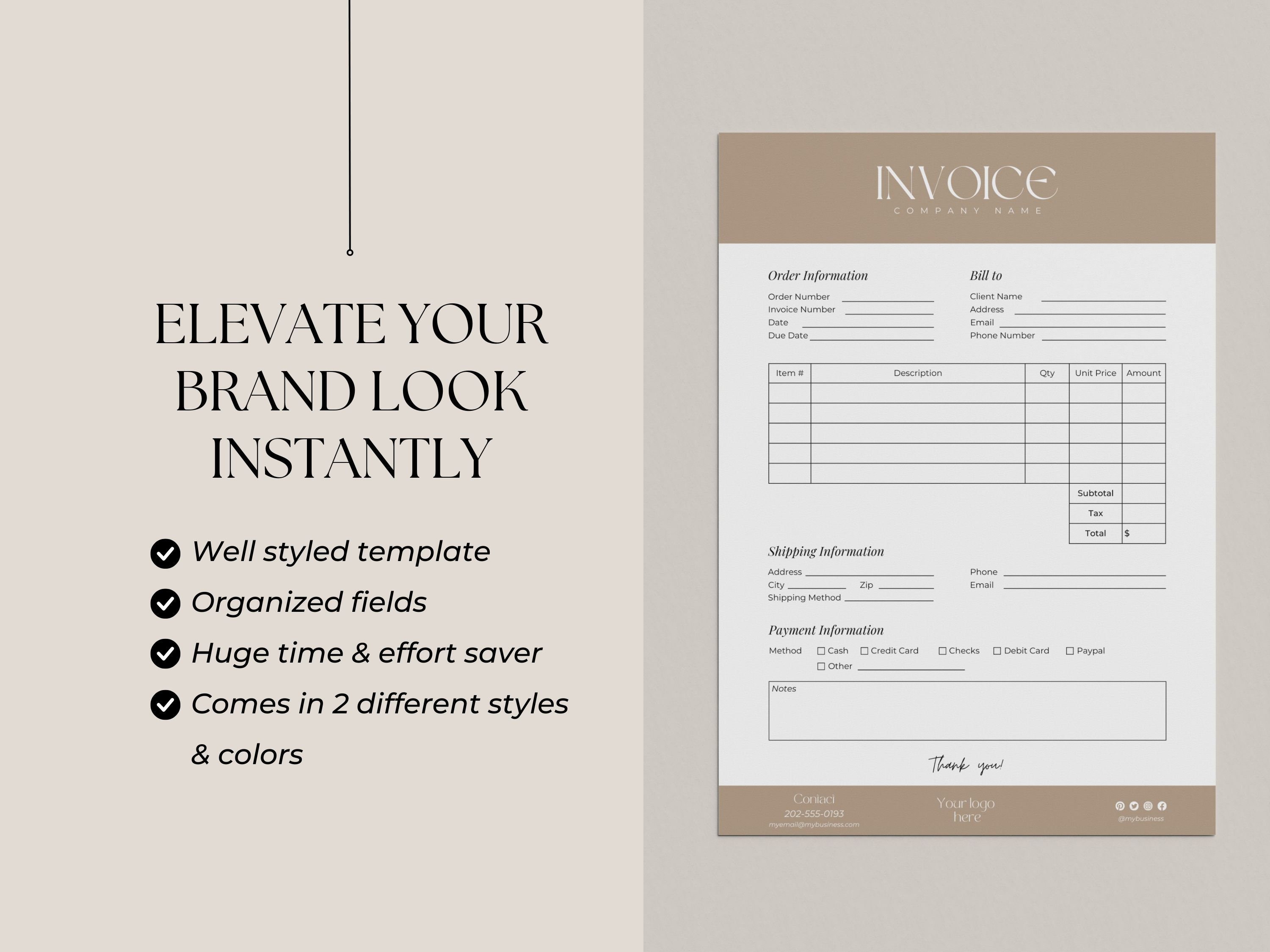 Photography Invoice Template: Modern Receipt for Canva (digital ...