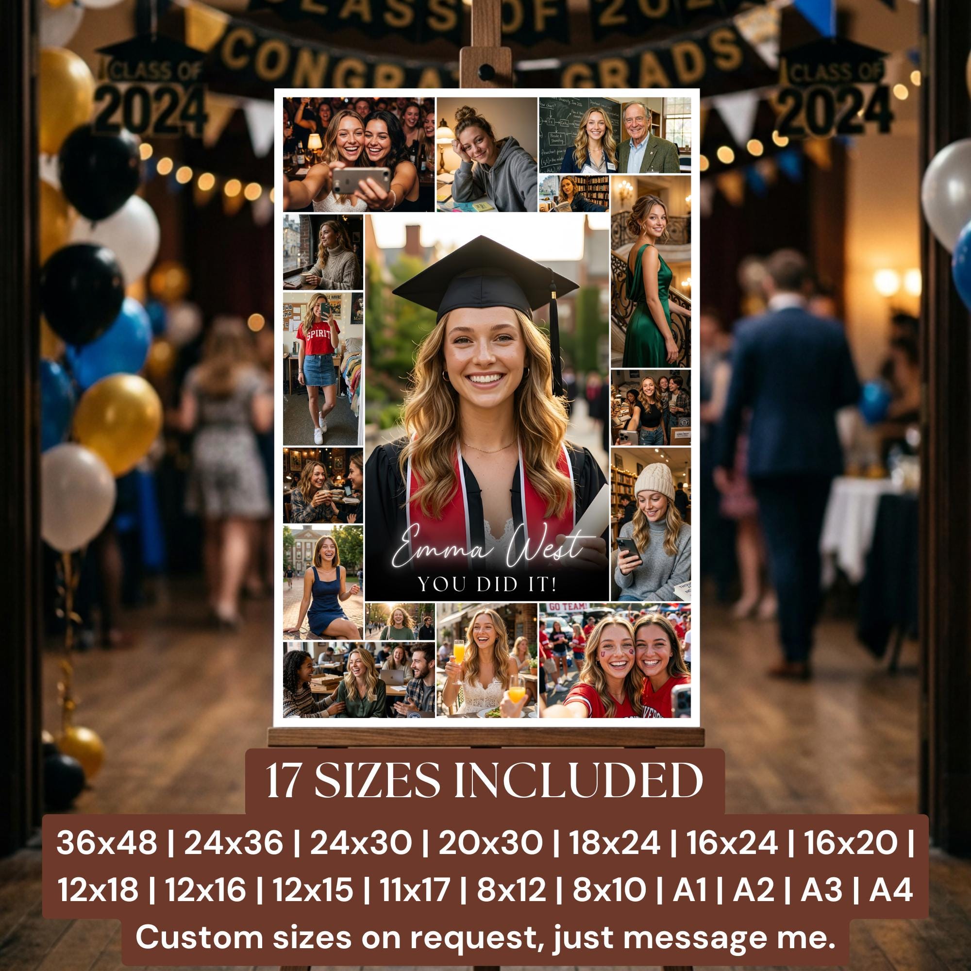 Graduation Photo Collage Template, Graduation Welcome Sign, Graduation ...