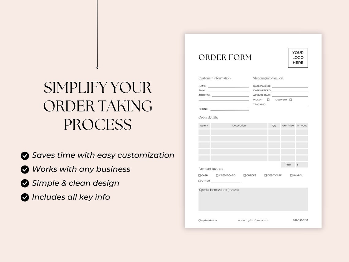 Customer Order Form Template Editable Order Form Template - Etsy