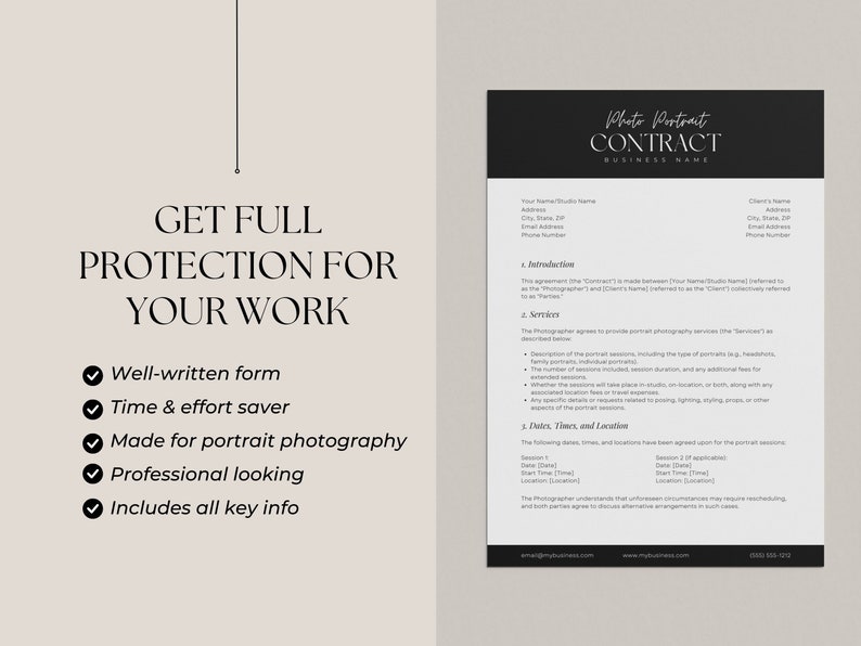 Photography Contract for Portrait - Photography Contract Template ...
