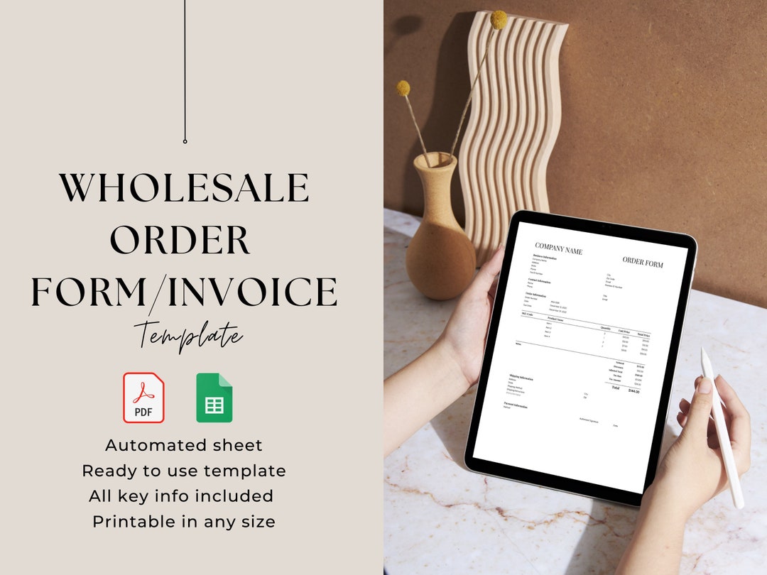 Wholesale Order Form Invoice Template | Google Sheet Invoice for Wholesale Orders | Business ...