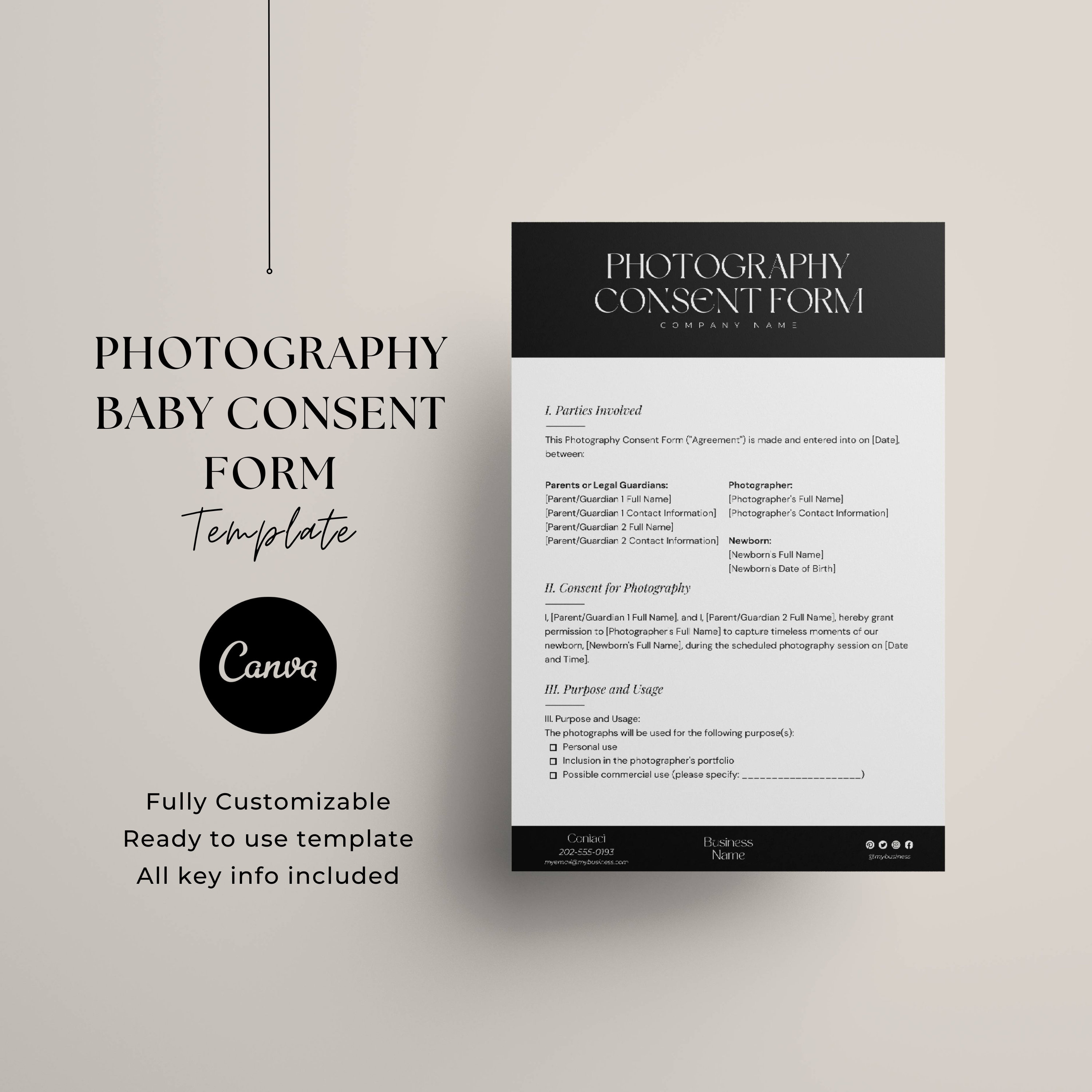 Newborn Photography Consent Form Template (canva) - Etsy