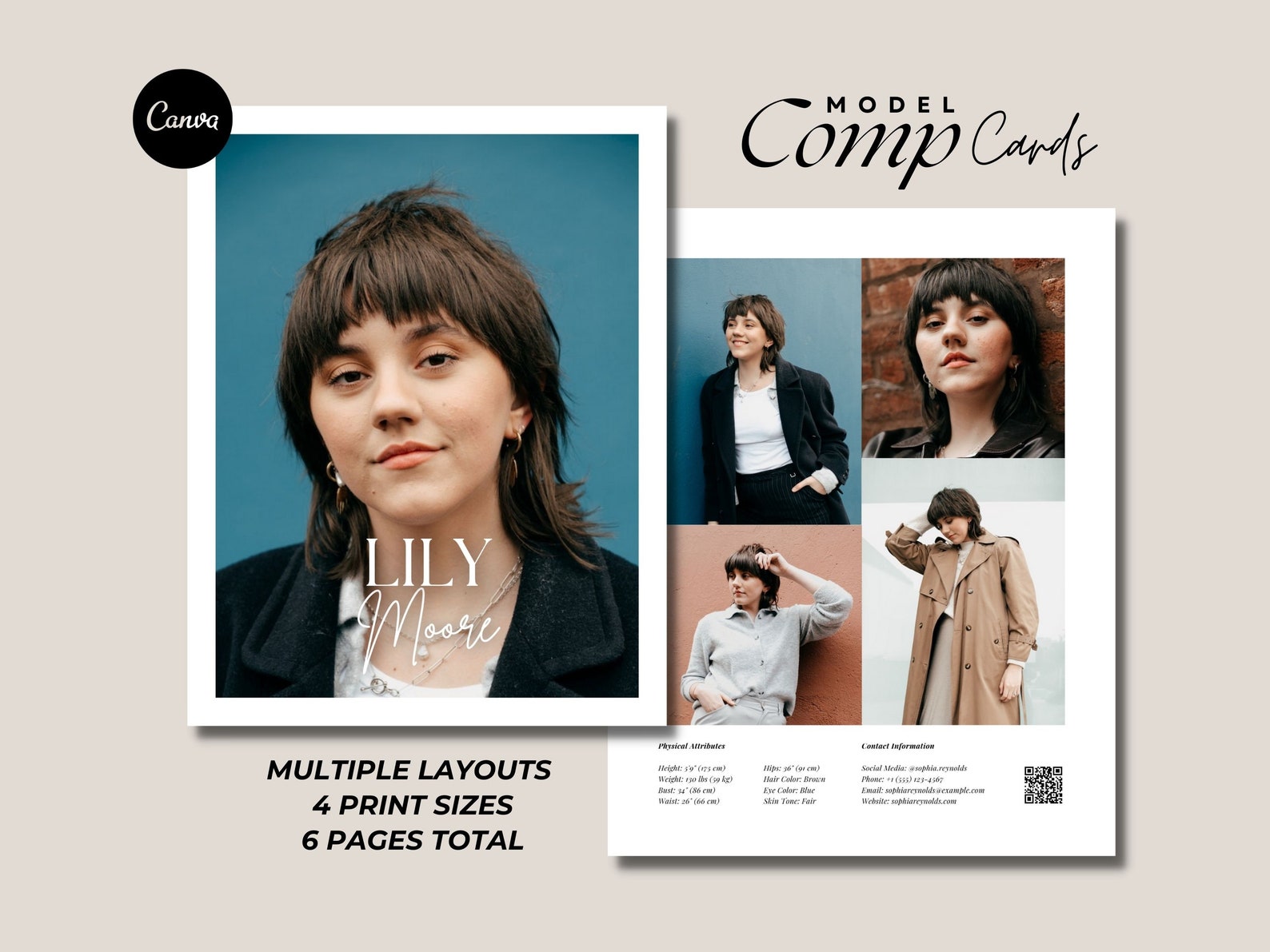 Z Card Template Model Comp Card Template Editable Photocard and Fashion ...