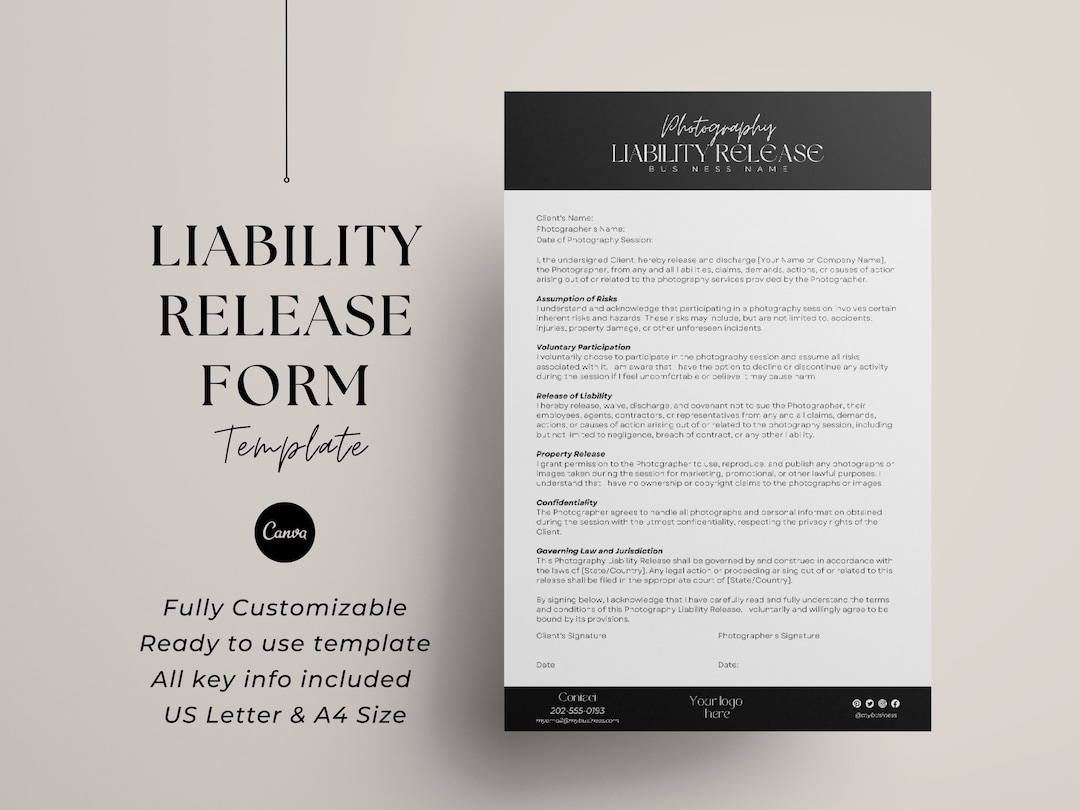 Photography Liability Release Form Template - Liability Waiver Template ...