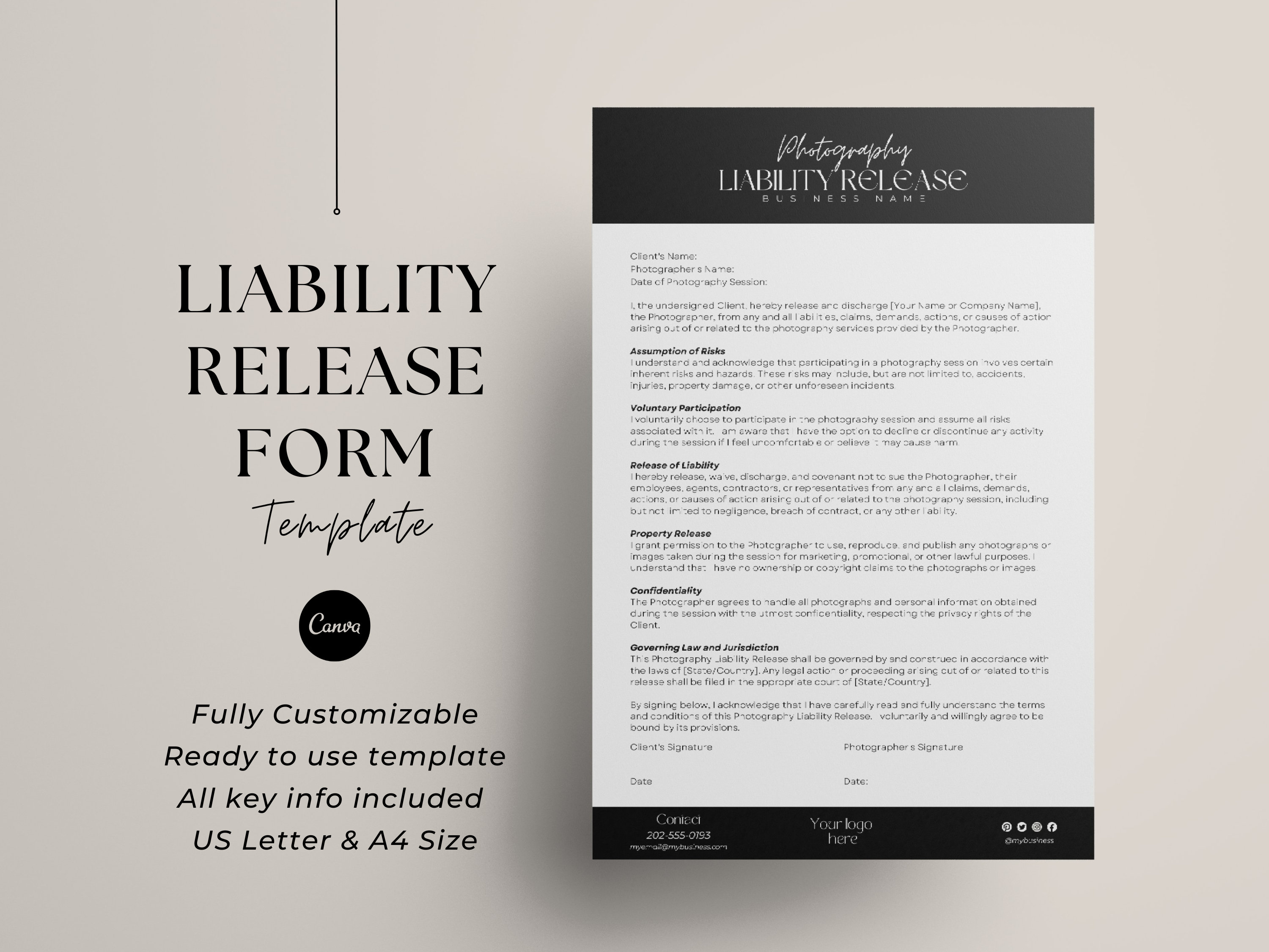 Photography Liability Release Form Template - Liability Waiver Template ...