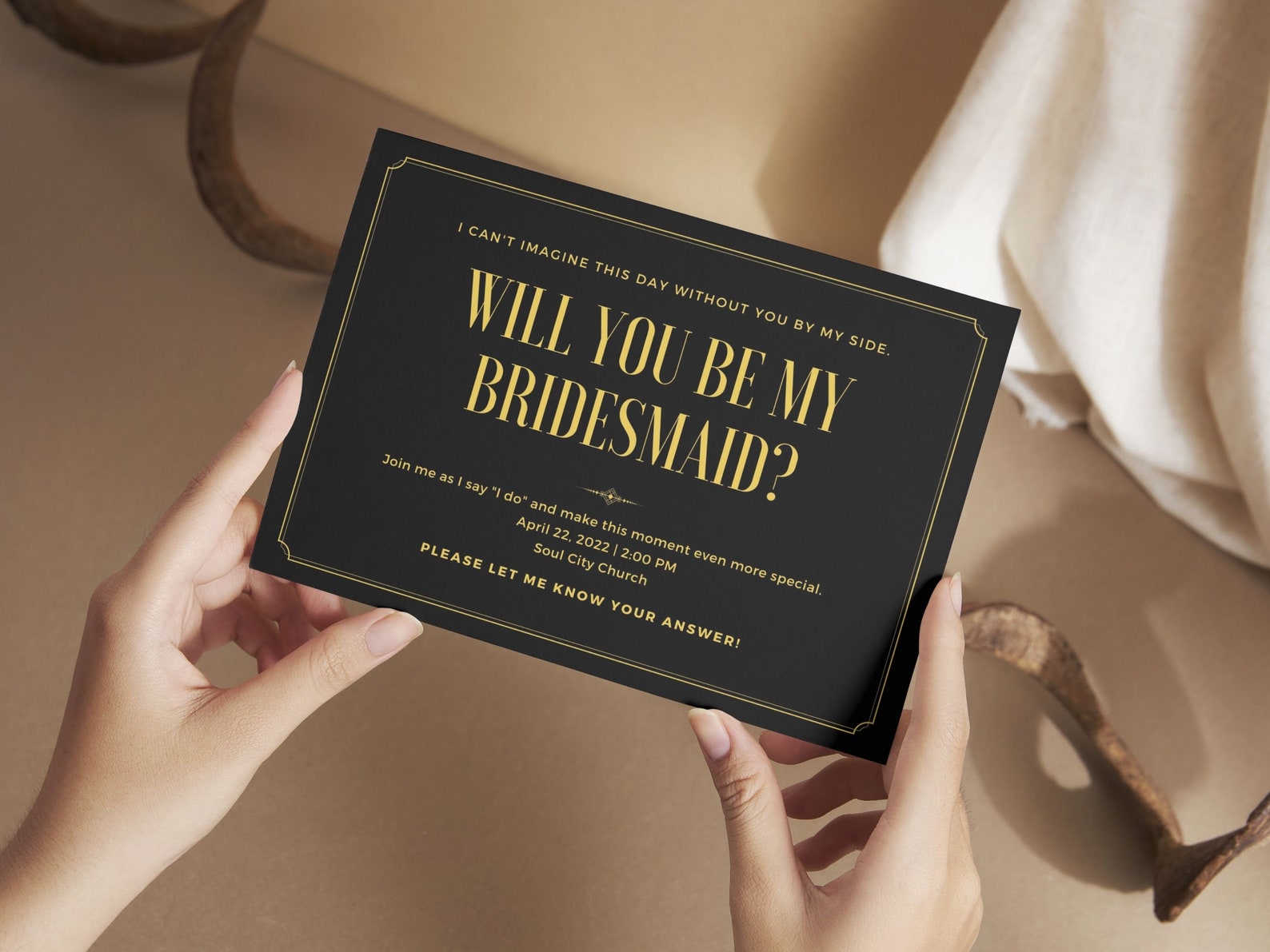 Bridesmaid Proposal Card Template - Custom Be My Bridesmaid Invite Card ...