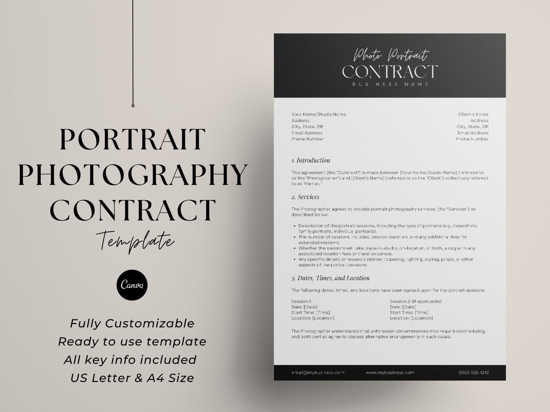 Photography Contract for Portrait - Photography Contract Template ...