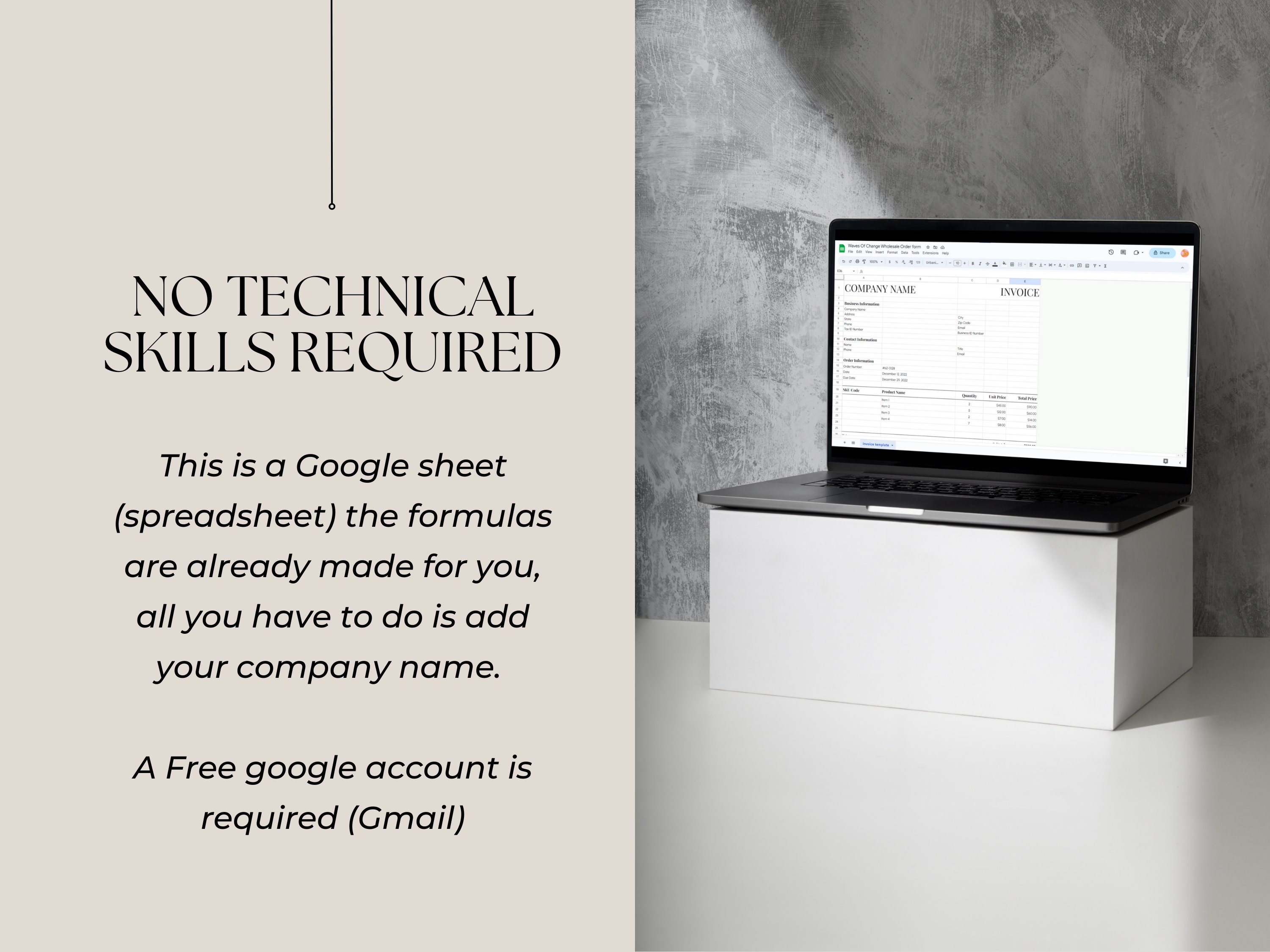 Wholesale Order Form Invoice Template | Google Sheet Invoice for ...