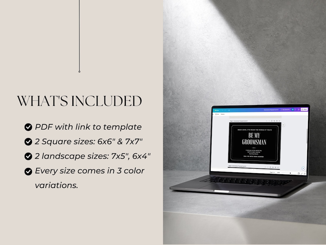 Groomsmen Proposal Card Template Best Man Proposal Editable Canva ...