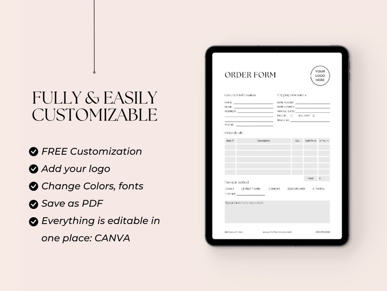 Customer Order Form Template Editable Order Form Template - Etsy