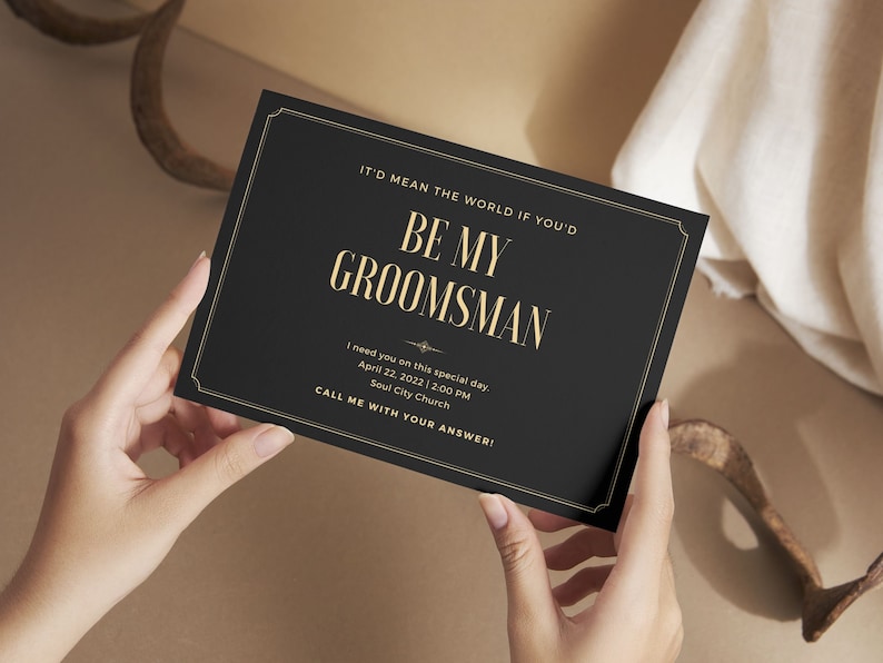 Groomsmen Proposal Card Template | Best Man Proposal | Editable Canva ...