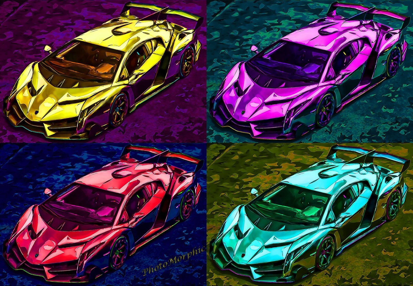 Lamborghini Veneno pop Art abstract Painting Wall Art Handmade Digital ...