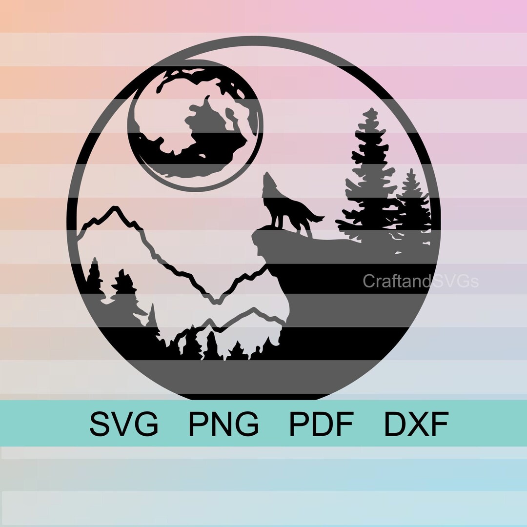 Howling Wolf Digital Download SVG PNG PDF Dxf Vector Cricut Silhouette ...
