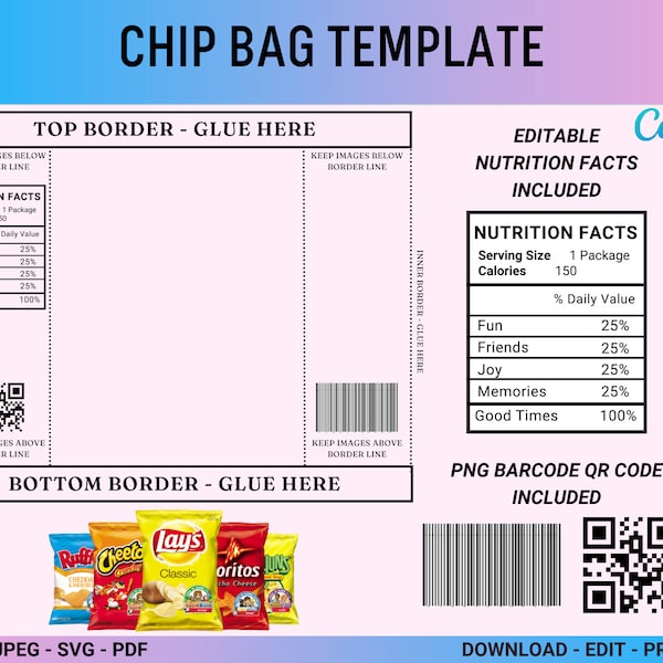 Chip Bag Nutrition Facts - Etsy