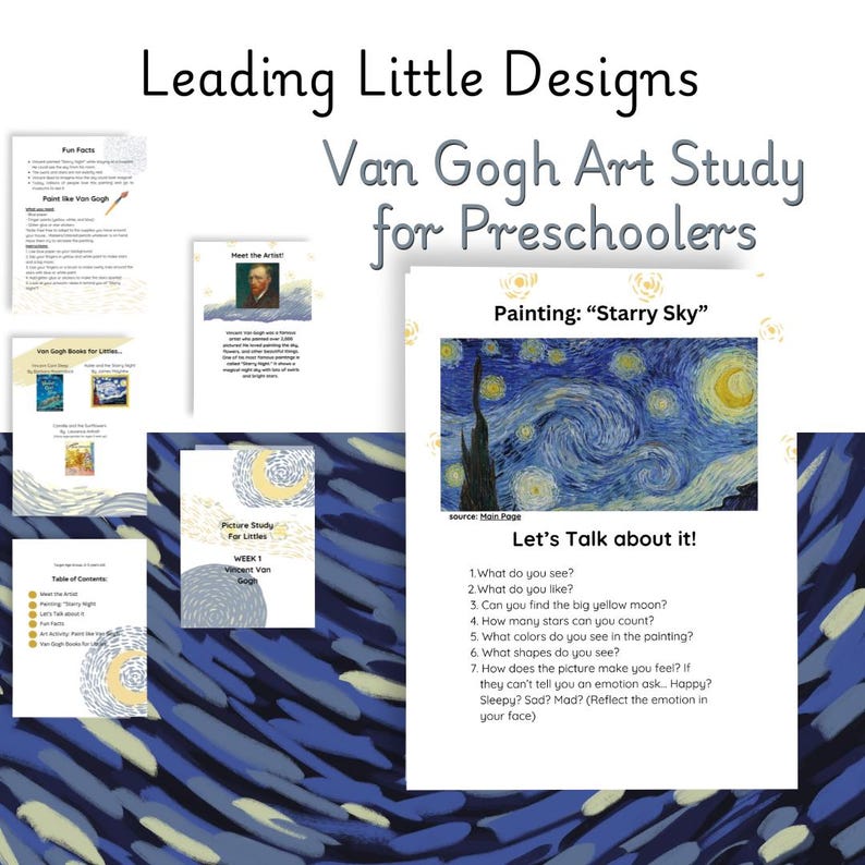 Van Gogh Mini Art Picture Study for Preschoolers - Etsy