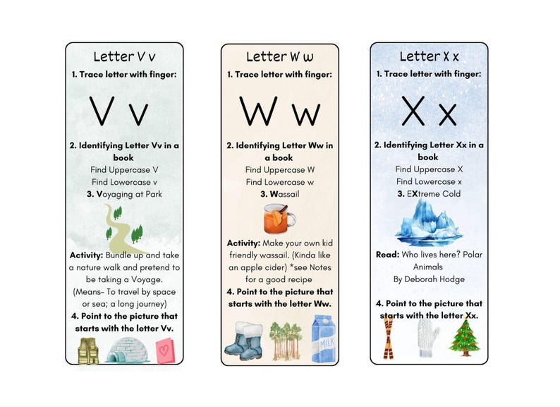 A-Z Preschool Letter Recognition Winter Theme Bookmark - Etsy